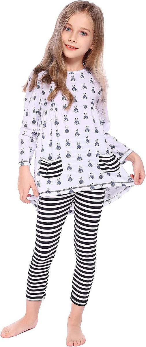 Arshiner Little Girls Clothes Set Cute Bunny Girls Outfits Long Sleeve ...