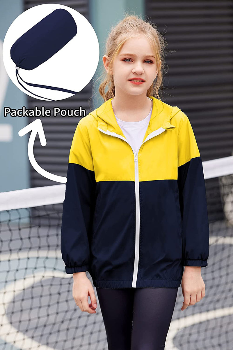 Arshiner Boys Girls Hooded Rain Jackets Waterproof Rain coats Packable ...