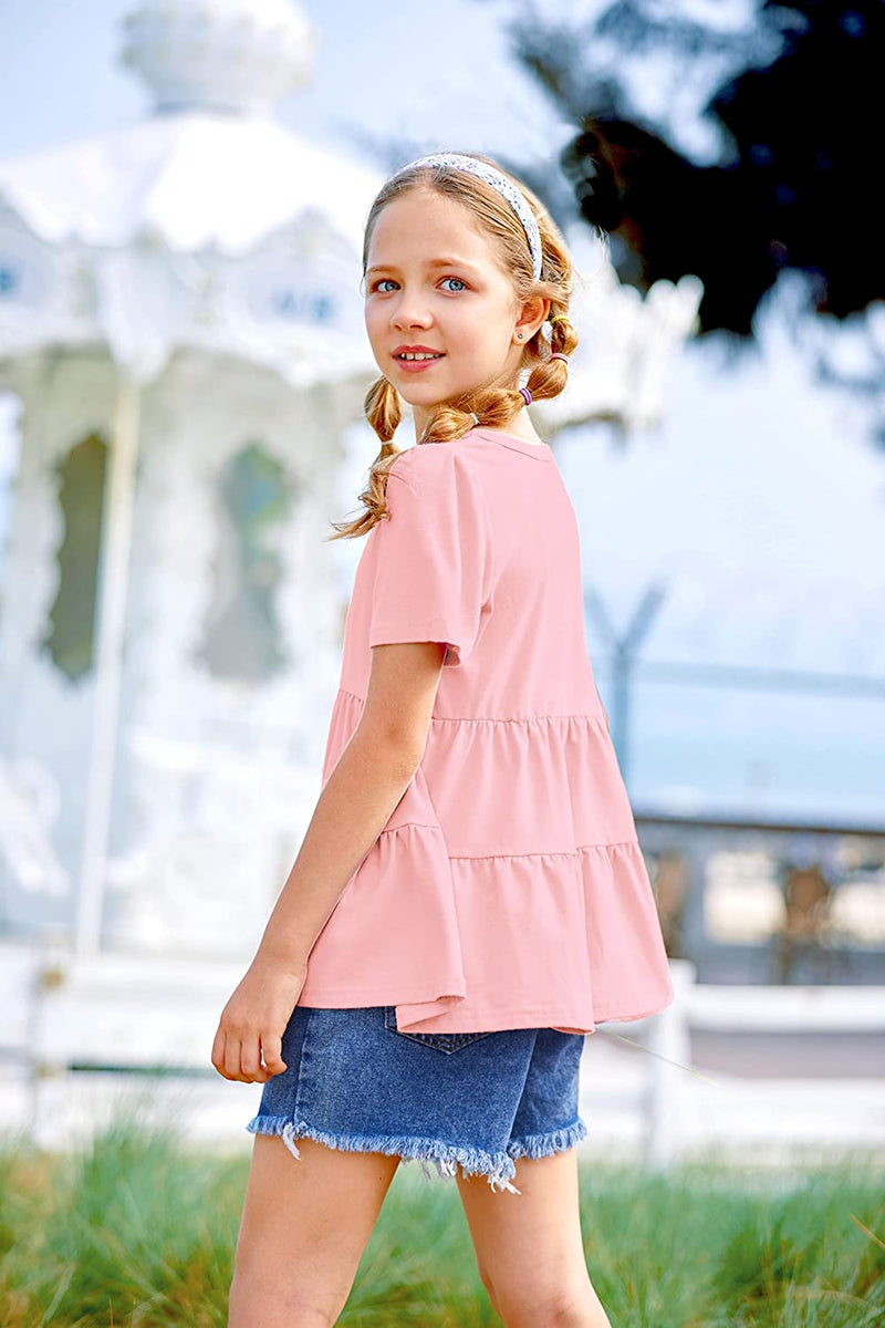 Arshiner Girl's Peplum Tops Short Sleeve T Shirts – ARSHINER