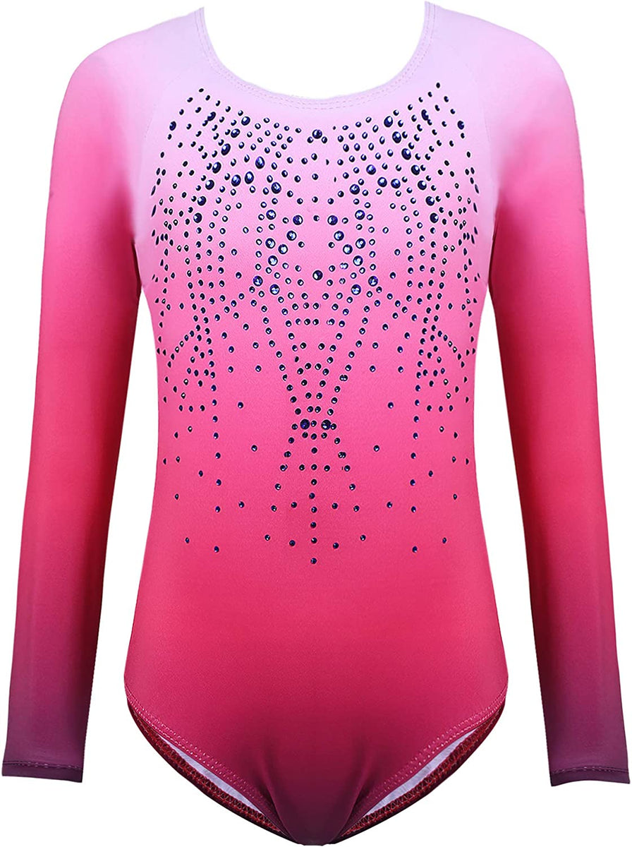 Arshiner Kid Girls Long Sleeve Color Gradient Gymnastics Leotard – ARSHINER