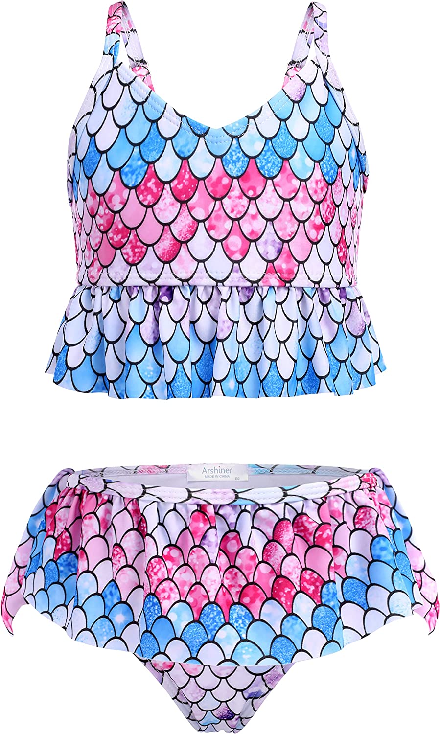 Arshiner Girls Bathing Suit Two Pieces Bikini Set Ruffle 3D Printed Su ...