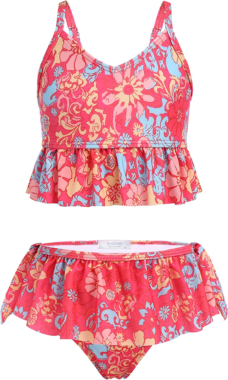 Arshiner Girls Bathing Suit Two Pieces Bikini Set Ruffle 3D Printed Su ...